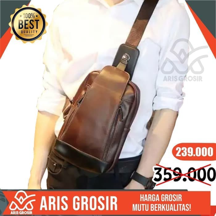 Jual Tas Selempang Kulit Pria Sling Bag Cowok Tas Slempang Keren ...