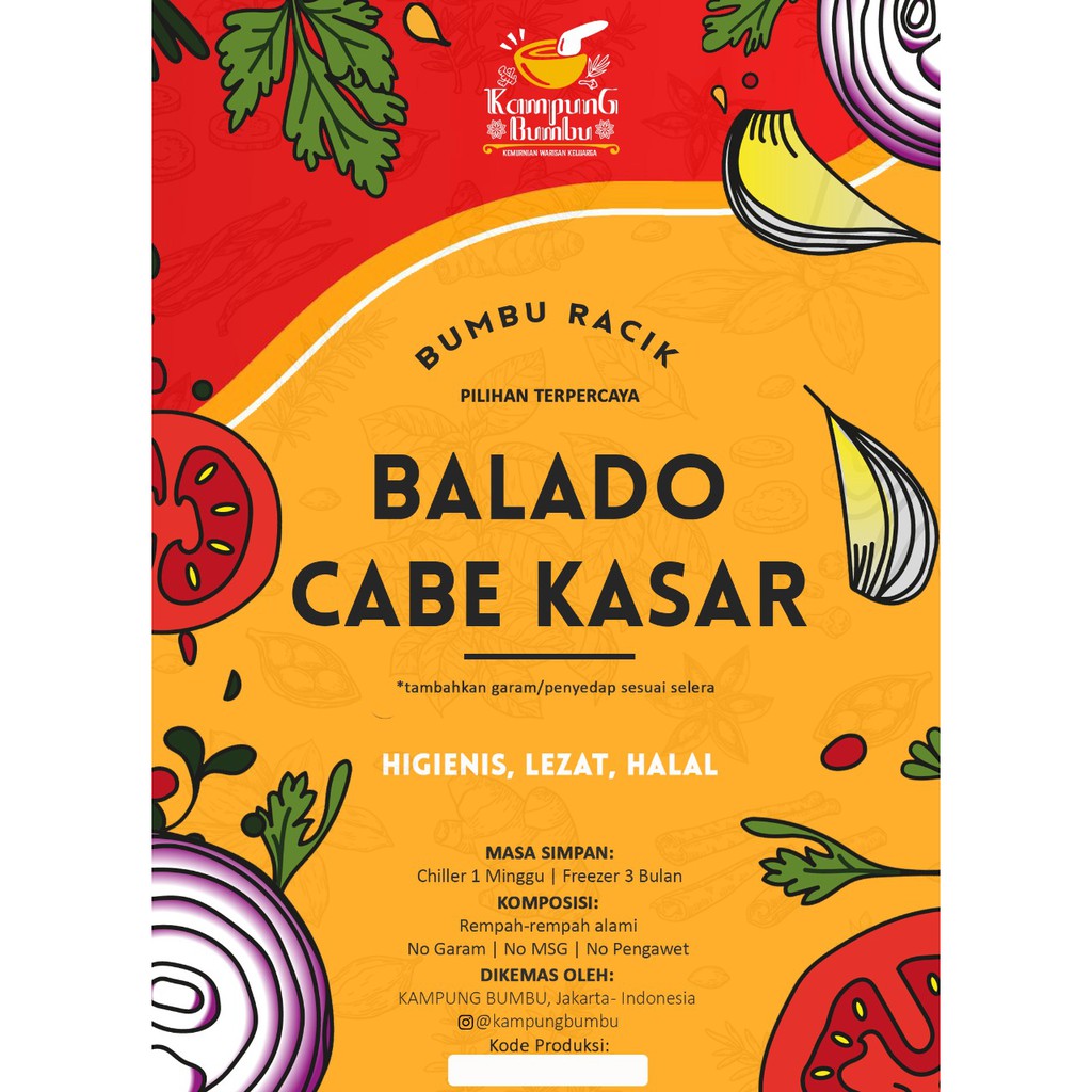 Jual Bumbu Balado Cabe Kasar Kemasan 200gr ( Kampung Bumbu ) | Shopee ...