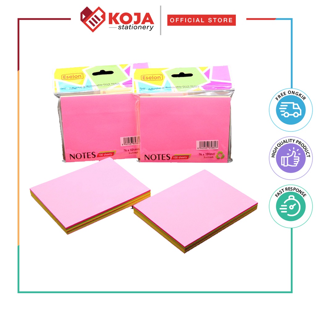 Jual Stick note / post it / kertas memo eselon warna warni uk 76x101mm ...