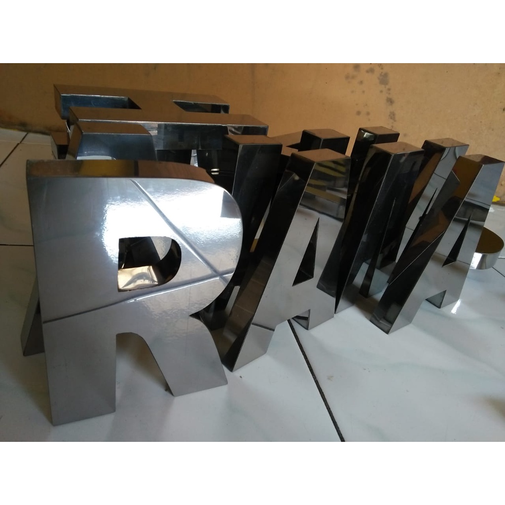 Jual Huruf timbul 3D stainless steel untuk kantor/sekolah tinggi 20 cm ...