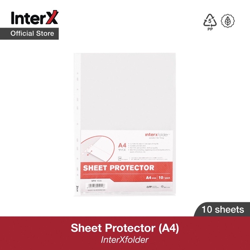 Jual PLASTIK SHEET PROTECTOR INTER-X A4 / SHEET PROTECTOR INTER-X F4 ...