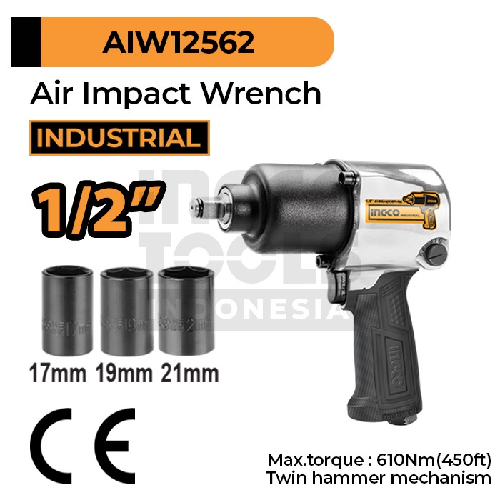 Jual Air Impact Wrench (1/2") INGCO AIW12562 Sok Socket Buka Baut ...