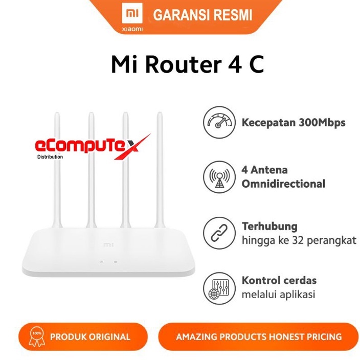Jual XIAOMI MI ROUTER 4C 300MBPS 4 ANTENA ORIGINAL REPEATER WIRELESS ROUTERS GARANSI RESMI ...