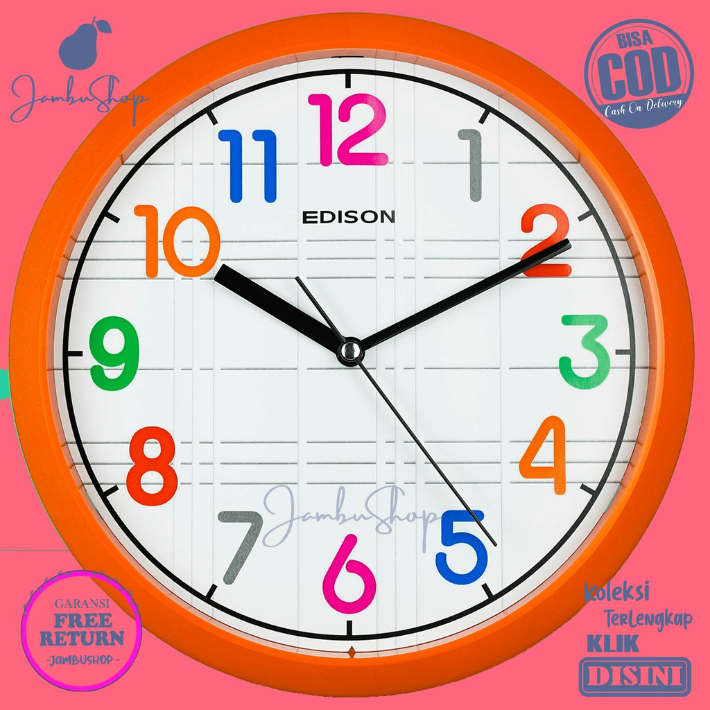 Jual Jam Dinding Quartz Minimalis Edison EDW257B12 Dekorasi Kamar ...