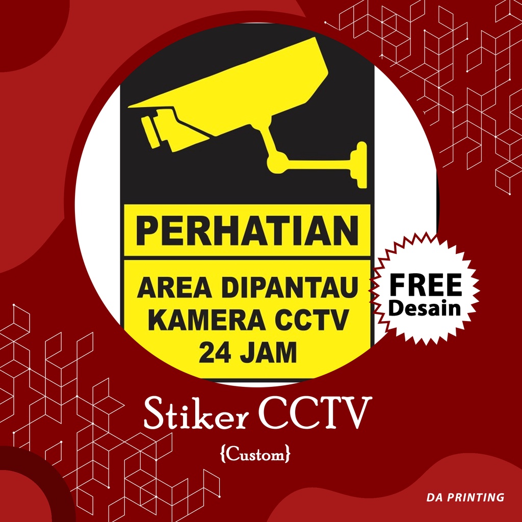 Jual [DA PRINTING] STIKER CCTV 15 Cm X 20 Cm Stiker CCTV/Stiker Vynil ...