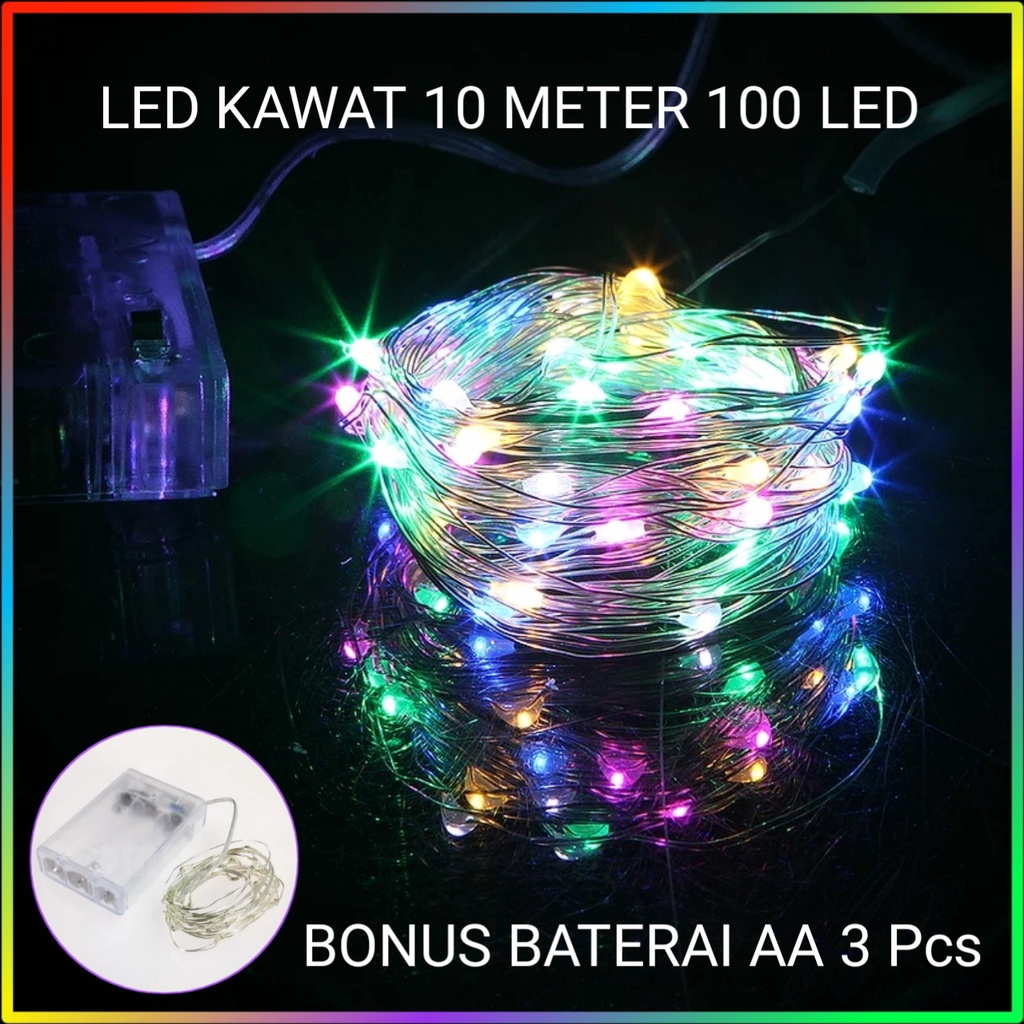 Jual Lampu LED Kawat Fairy Light Baterai / Lampu Tumblr Kawat 10 Meter ...