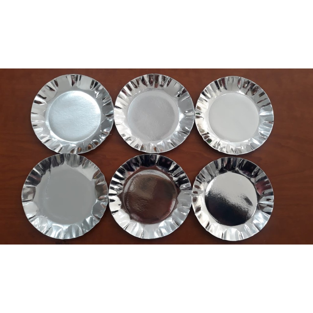 Jual Piring Kertas Perak / Piring Kue Perak Bulat PER 3 PK | Shopee ...