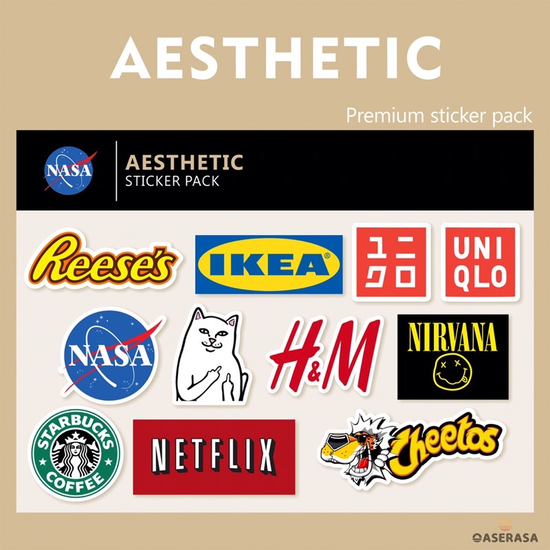 Jual Sticker AESTHETIC PACK 10 pcs | brand clothing AESTHETIK premium ...