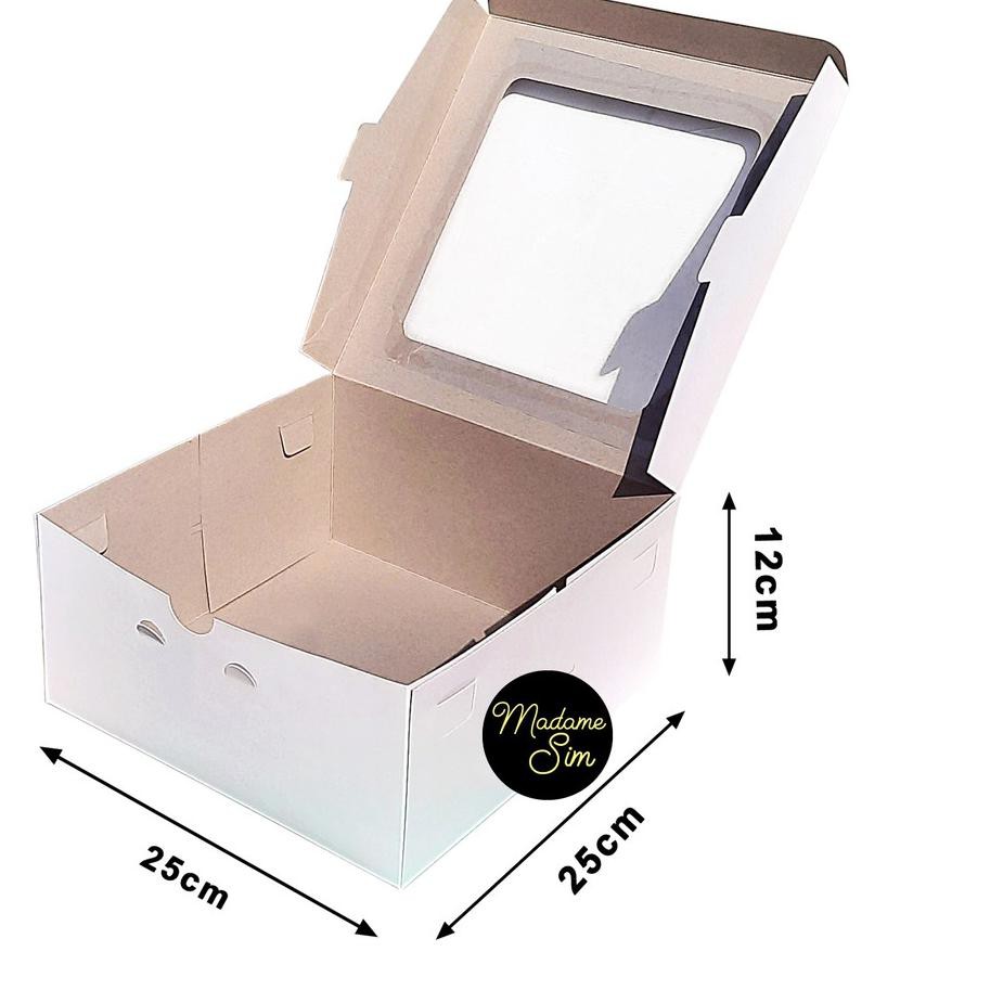 Jual KOTAK KUE - CAKE BOX 25 x 25 x 12 CM - DUPLEX PUTIH ( ISI 10 PCS ...