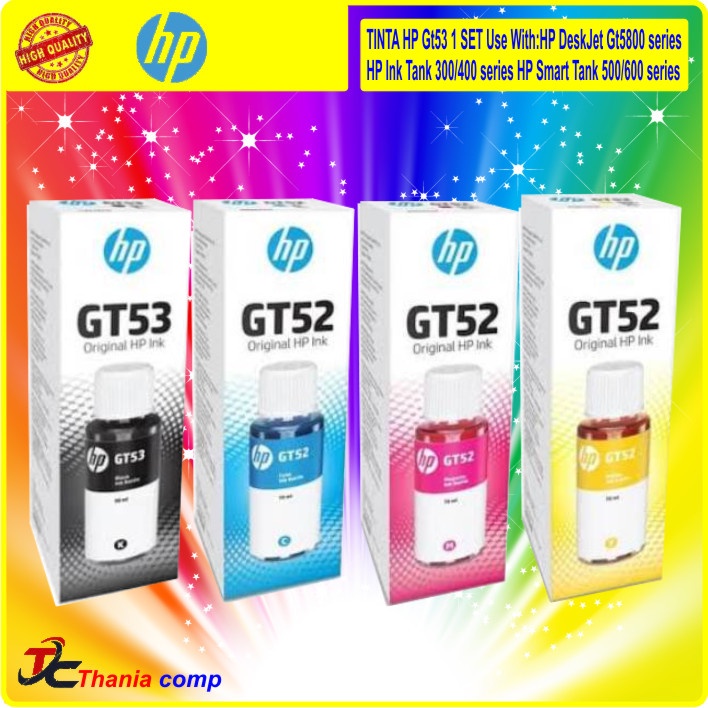 Jual 1 SET Tinta HP GT53 GT52 Black Colour For Printer GT5810 GT5820 ...