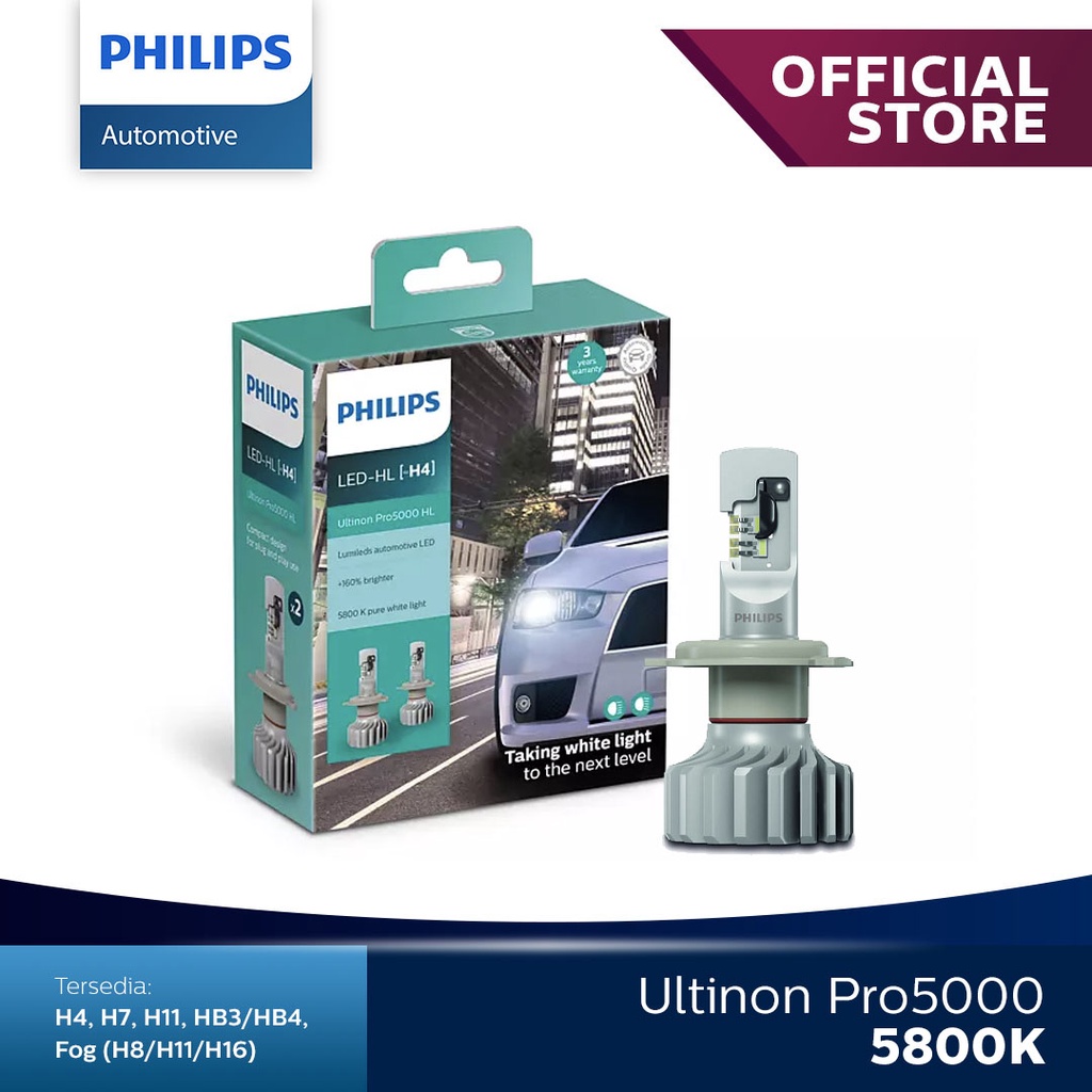 Jual Philips Led Ultinon Pro5000 H4 5800K - 11342U50CW | Shopee Indonesia