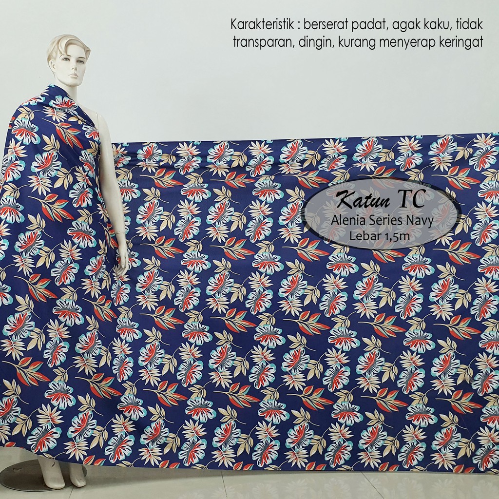 Jual KAIN KATUN TC "ALENIA SERIES NAVY" (harga per 0,5m) | Shopee Indonesia