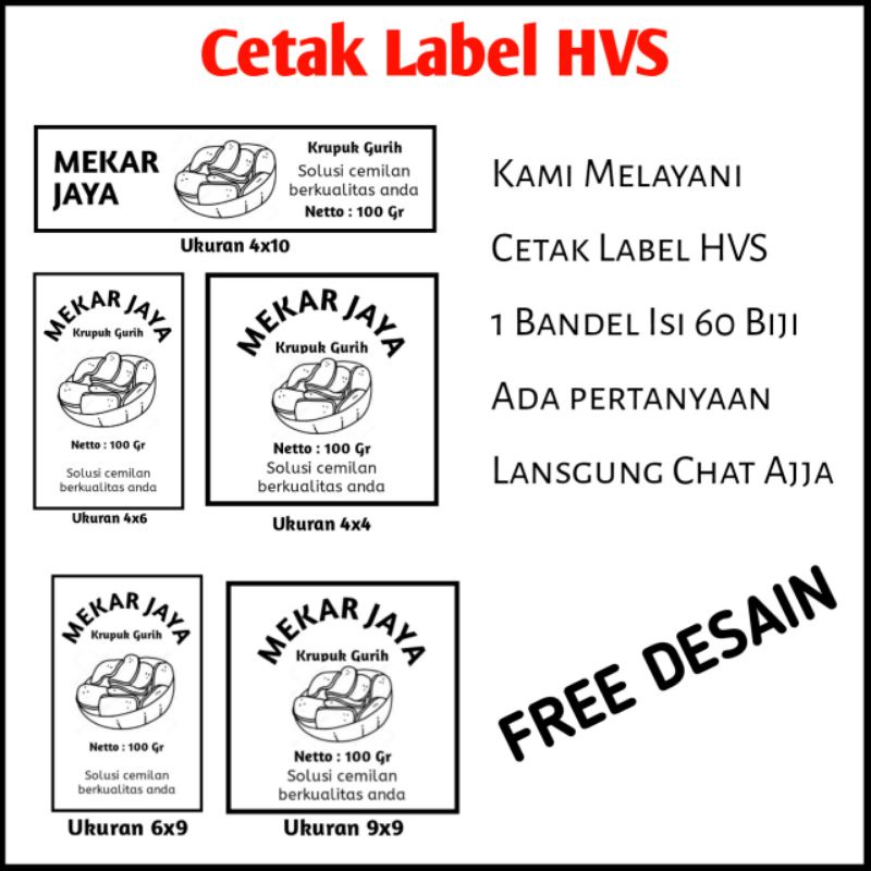 Jual Cetak Label Snack | Label Cemilan | Label Krupuk Bahan HVS 70 Gr ...