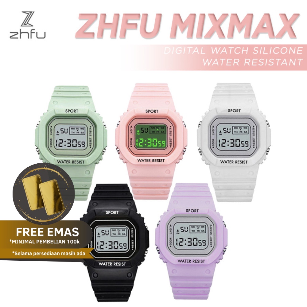 Jual Zhfu Mixmax Digital Silicone Watch Jam Tangan Digital Anti Air ...