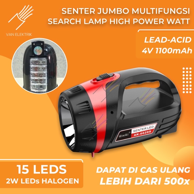Jual Senter jumbo multifungsi search lamp high power watt besar AOKI AK ...