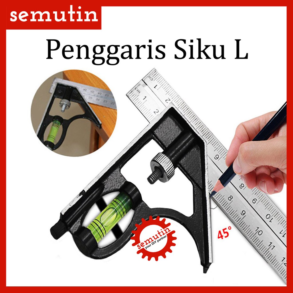 Jual Penggaris Siku L / Waterpass Kombinasi Square Ruler | Shopee Indonesia