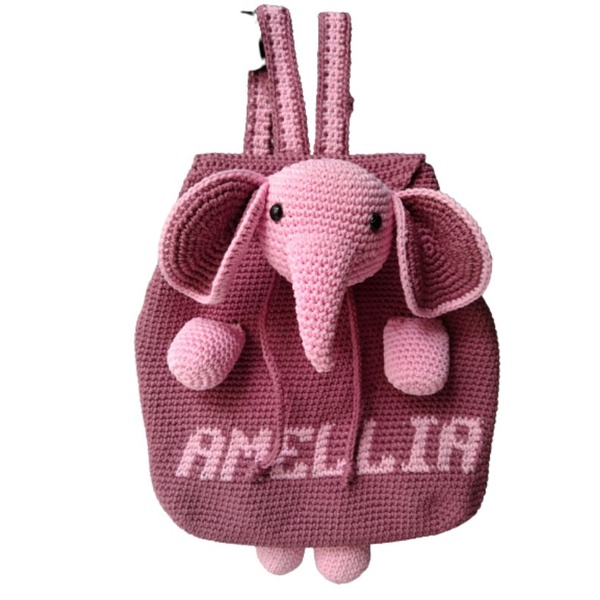 Jual tas gendong karakter gajah rajut/tas anak 1-7 tahun | Shopee Indonesia