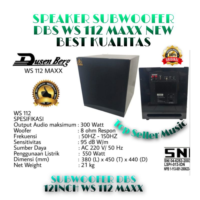 Jual SUBWOOFER SPEAKER MUSIK KARAOKE CAFE RESTORAN DLL DBS WS 12 MAXX ORIGINAL | Shopee Indonesia