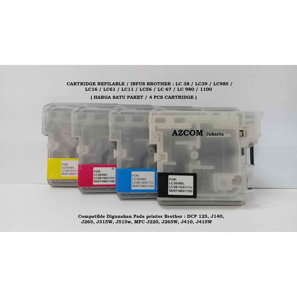 Jual Cartrid Refilable / Infus Brother DCP J125, J140, J265, J315W ...