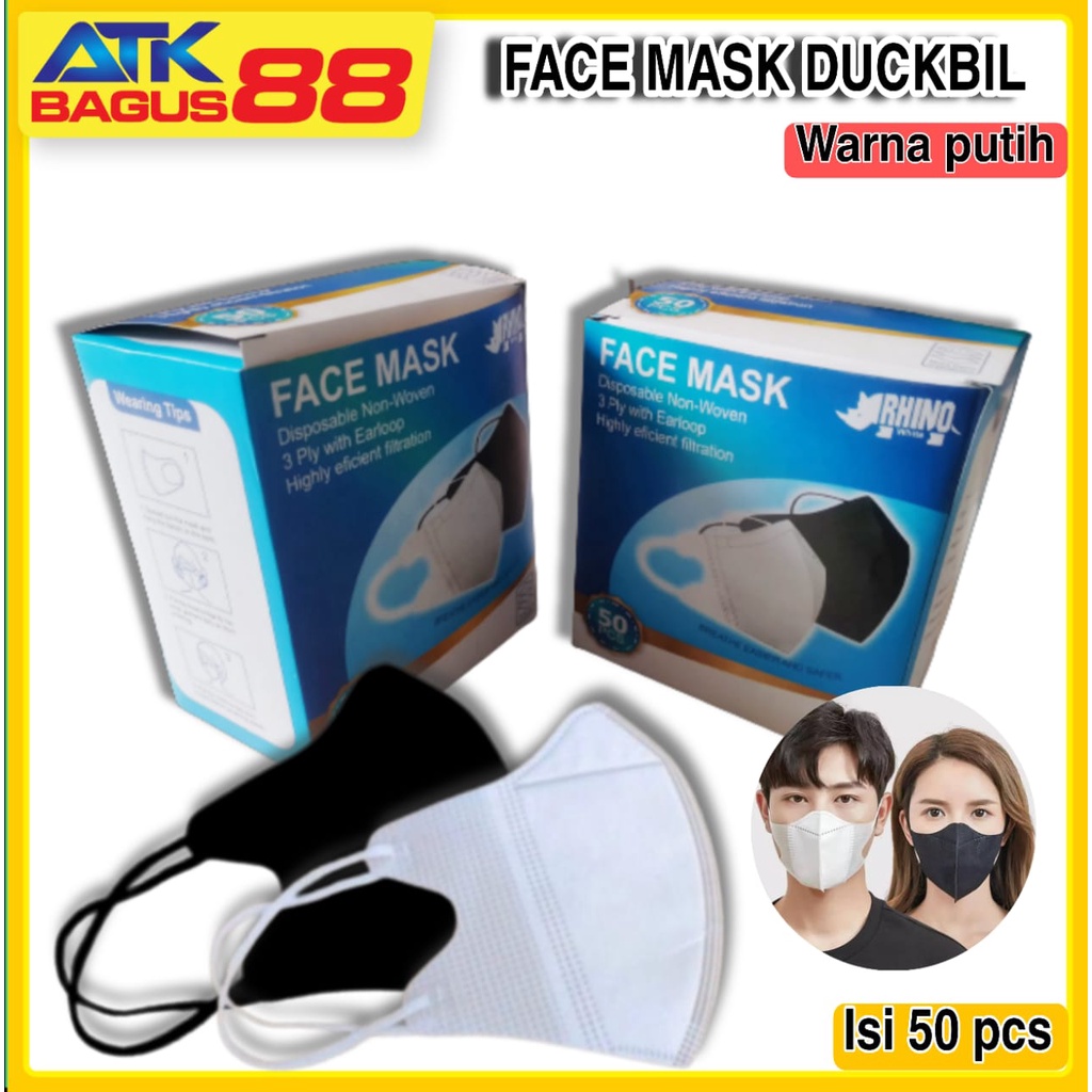 Jual FACE MASK DUCKBIL PUTIH 3 PLY ISI 50 PCS-TERMURAH | Shopee Indonesia