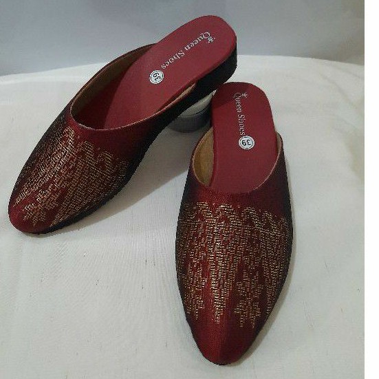 Jual sendal wanita, sendal kain songket sumatra barat sepatu sendal ...