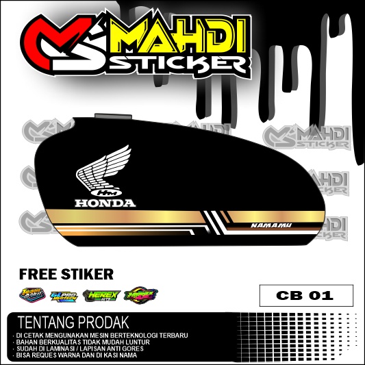 Jual striping tangki cb murah stiker cb hologram glatik striping cb 100 ...