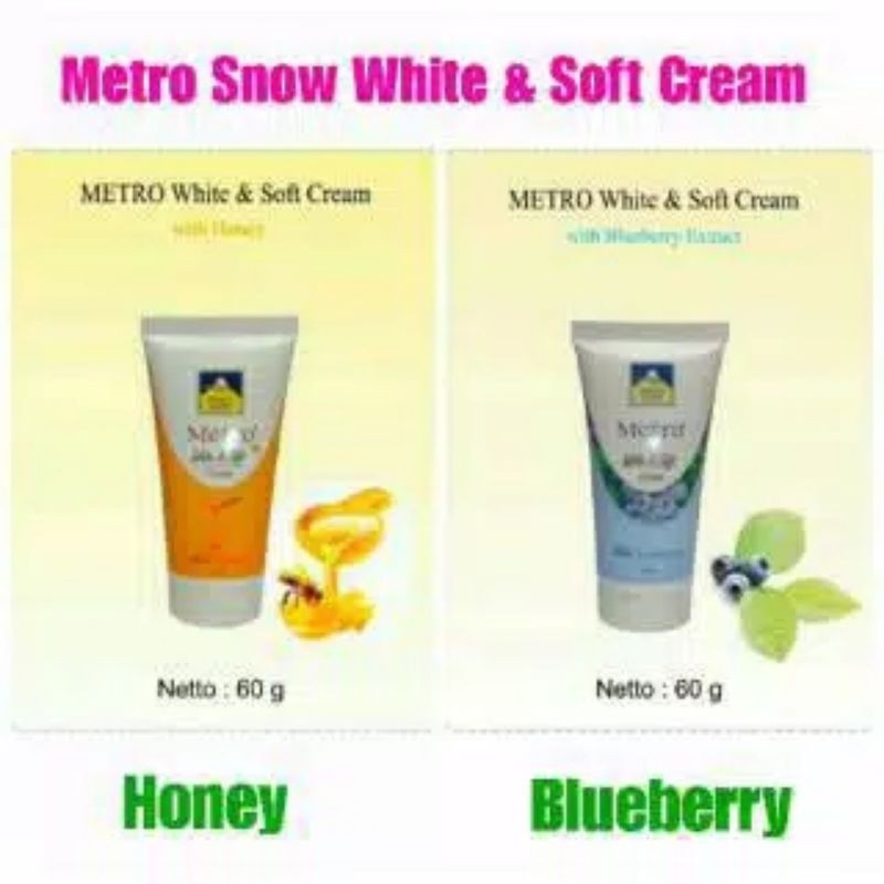 Jual 1pcs Tube Metro snow white & soft cream with blueberry, with honey ...