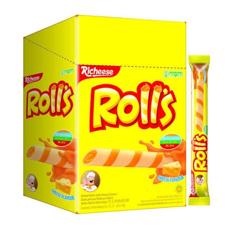 Jual Richeese Nabati Rolls Wafer Stick Keju 8 gram (1 box isi 20 pcs ...