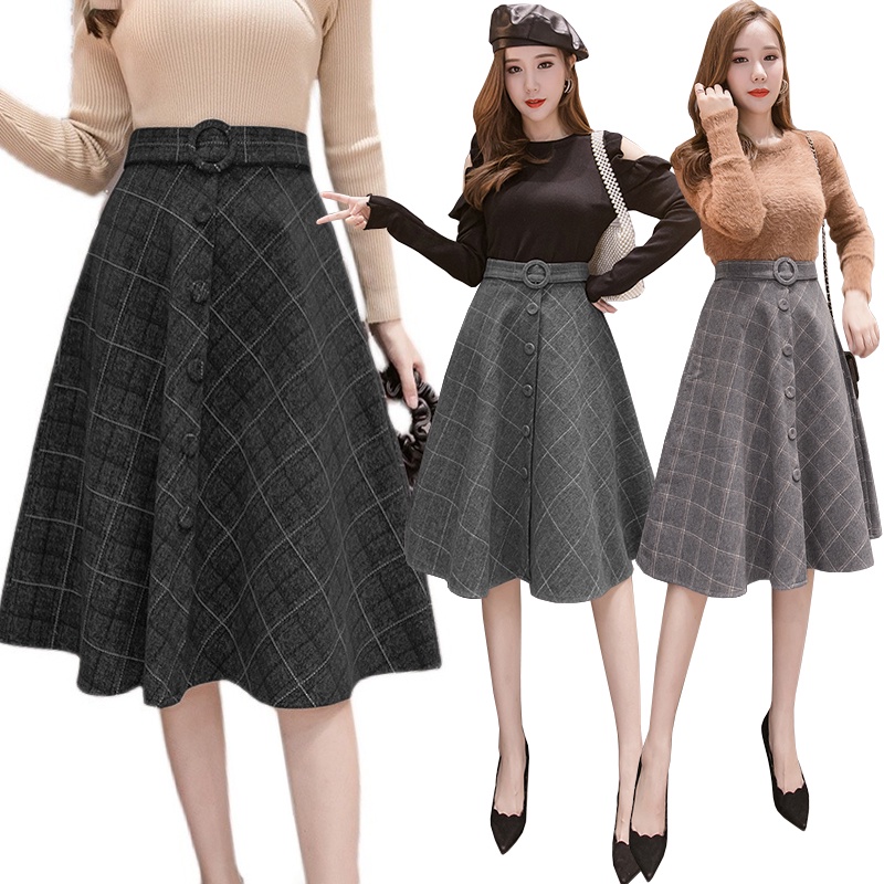 Jual KARAKOREA 310 Flare Heejin Skirt/Korean Women Skirt/Midi Skirt/Rok ...