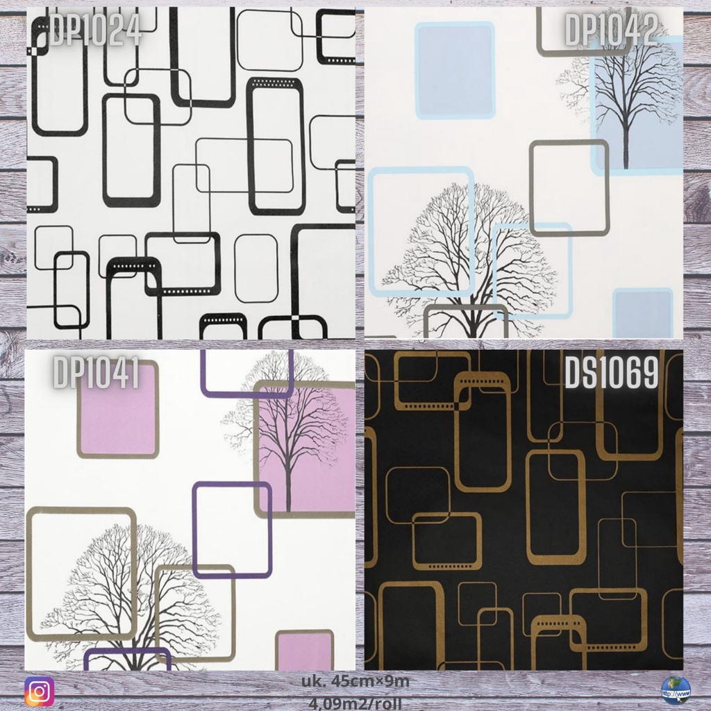 Jual wallpaper sticker bahan pvc motif bata-kotak-segitiga uk.45cm*9m ...