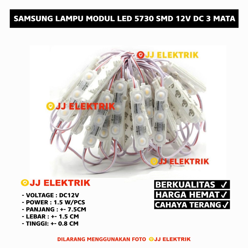 Jual Lampu LED Modul 3 Mata IP68 SMD Samsung 1.5 Watt DC 12V 12 Volt | Shopee Indonesia