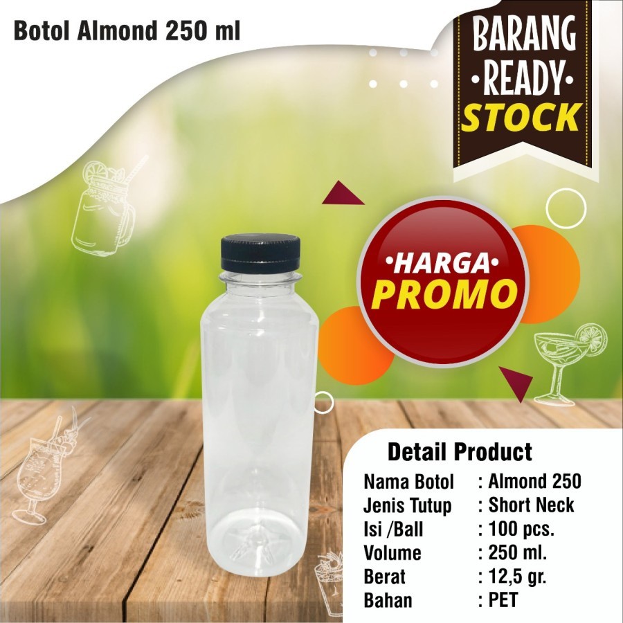 Jual Botol Plastik Botol ALMOND 250ml Botol Es Jelly Botol Minum ...