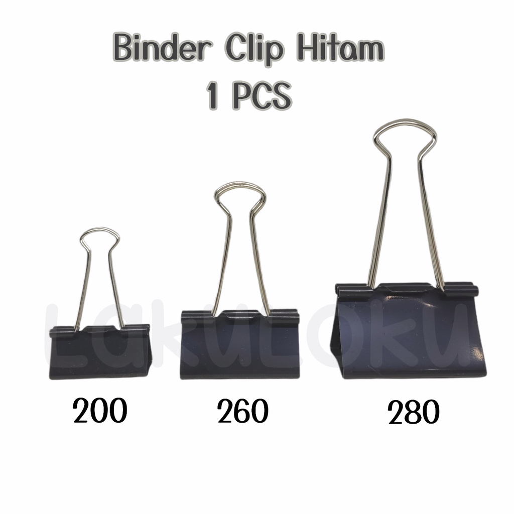 Jual (1 PCS) Binder Clip / Penjepit Kertas Hitam Ukuran No. 200, 260 ...