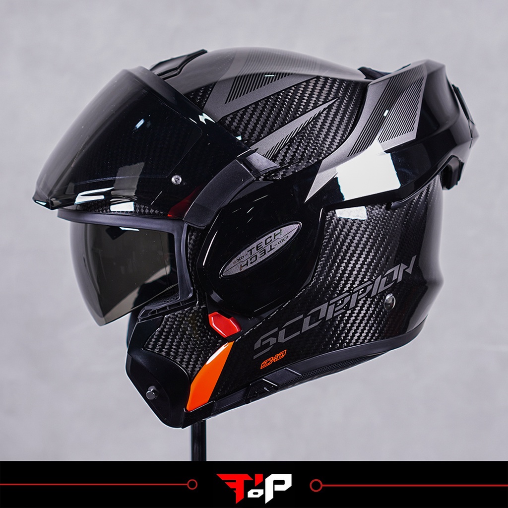 Jual SCORPION TECH CARBON TOP BLACK RED HELM FULL FACE MODULAR | Shopee Indonesia