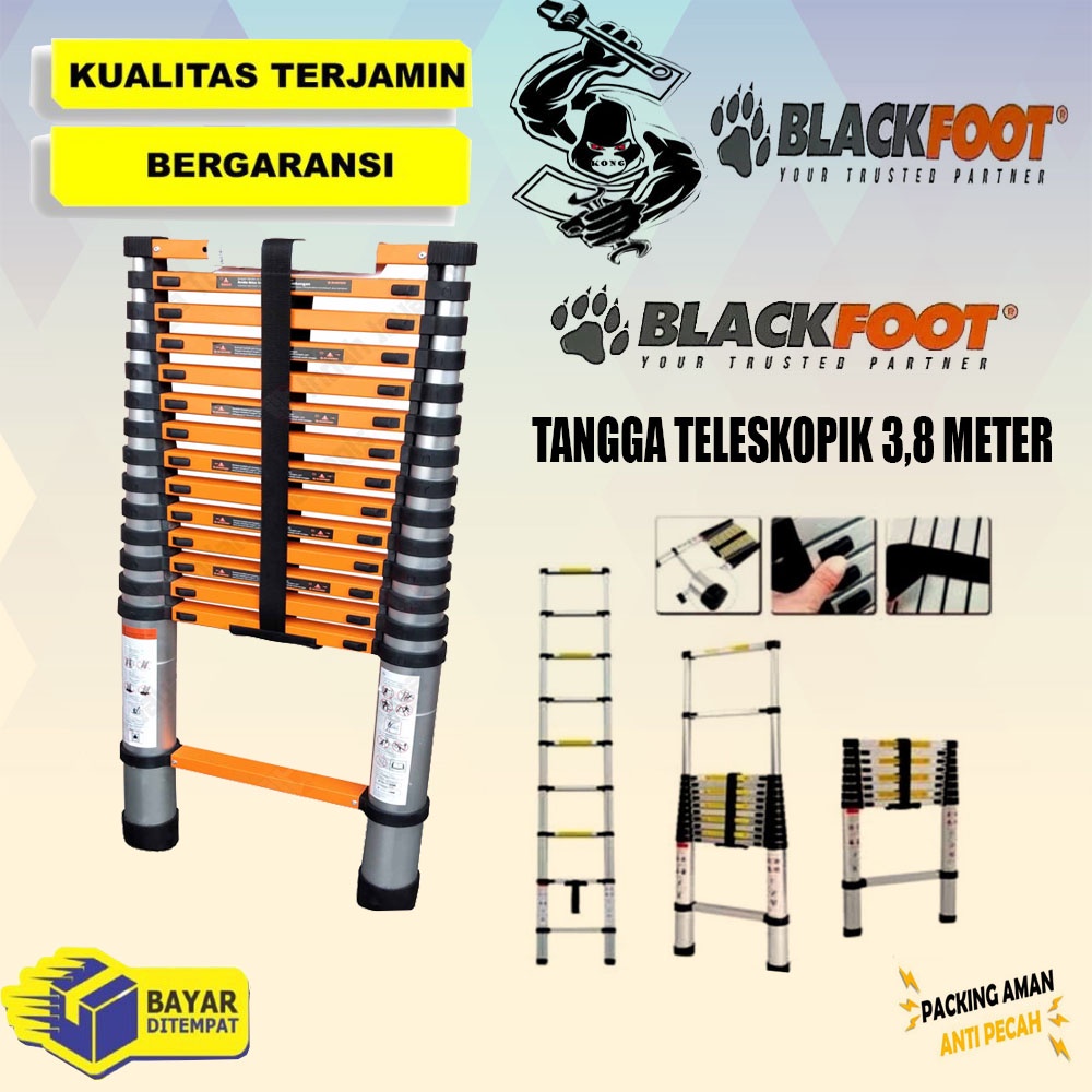 Jual Tangga Single Telescopic 3,8 meter ladder 13 Steps BLACKFOOT ...