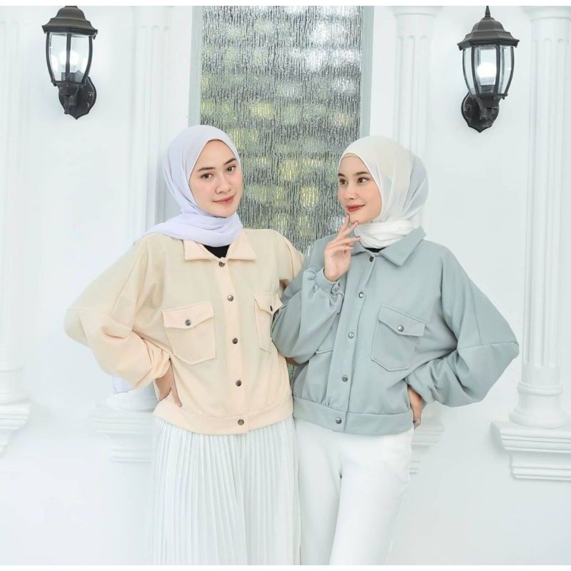 Jual JAKET OLIN BUTTON POCKET/ JAKET OLIN BUTTON WANITA | Shopee Indonesia