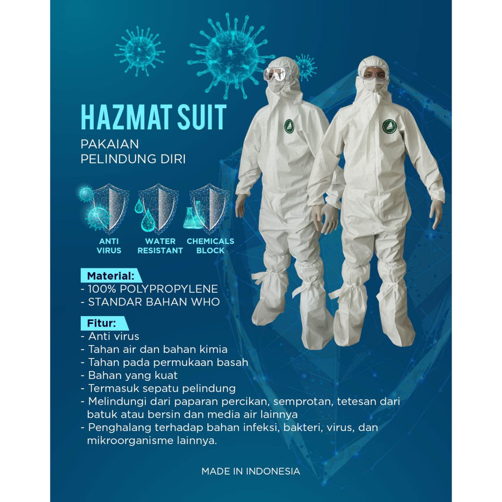 Jual APD Hazmat Suit Polypropylene Standard WHO | Shopee Indonesia