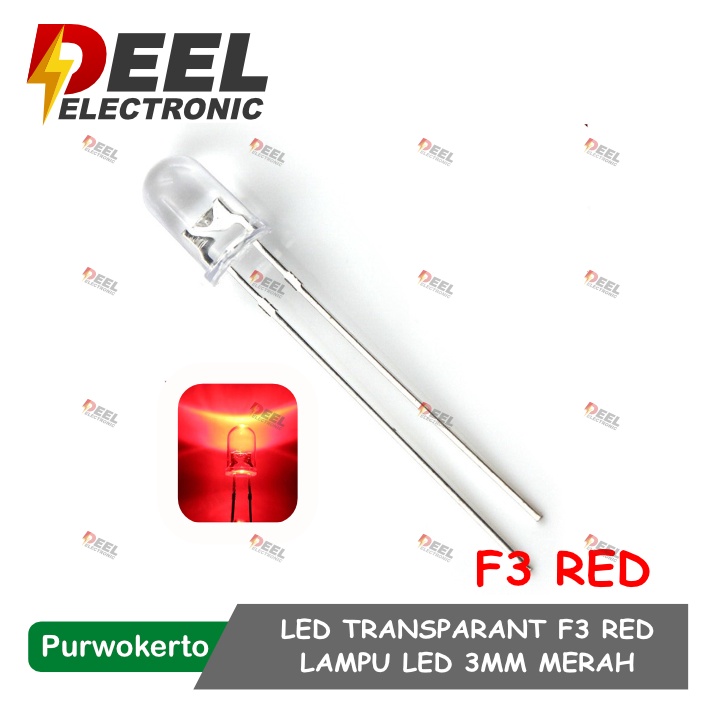 Jual LED TRANSPARANT 3MM RED MERAH LAMPU LED DIODE F3 BENING MERAH ...