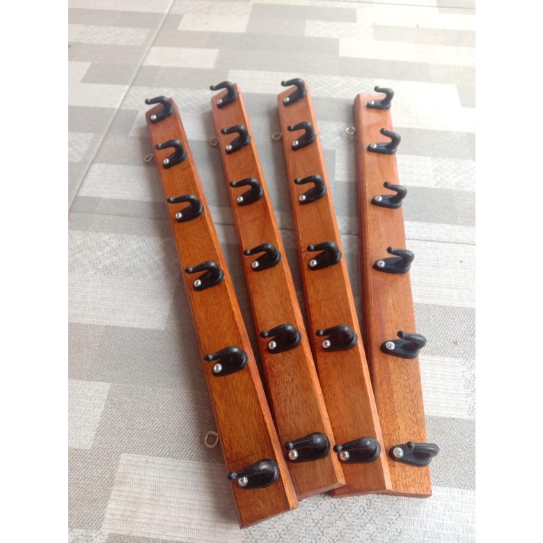 Jual kapstok Gantungan Baju dinding Kastok kayu isi 6 kait | Shopee ...