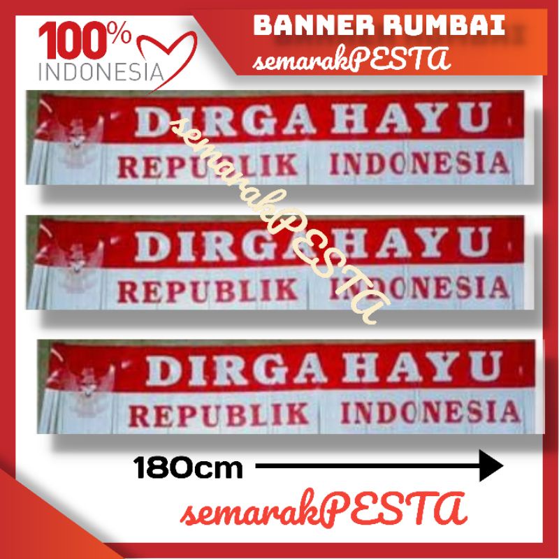 Jual banner rumbai DIRGAHAYU, banner rumbai HUTRI, banner rumbai merah ...