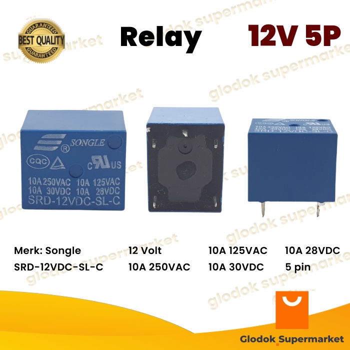 Jual Relay Songle DC 12V 5 Pin SRD-12VDC-SL-C Riley 12 Volt 5p Mini Power Relays PCB | Shopee ...