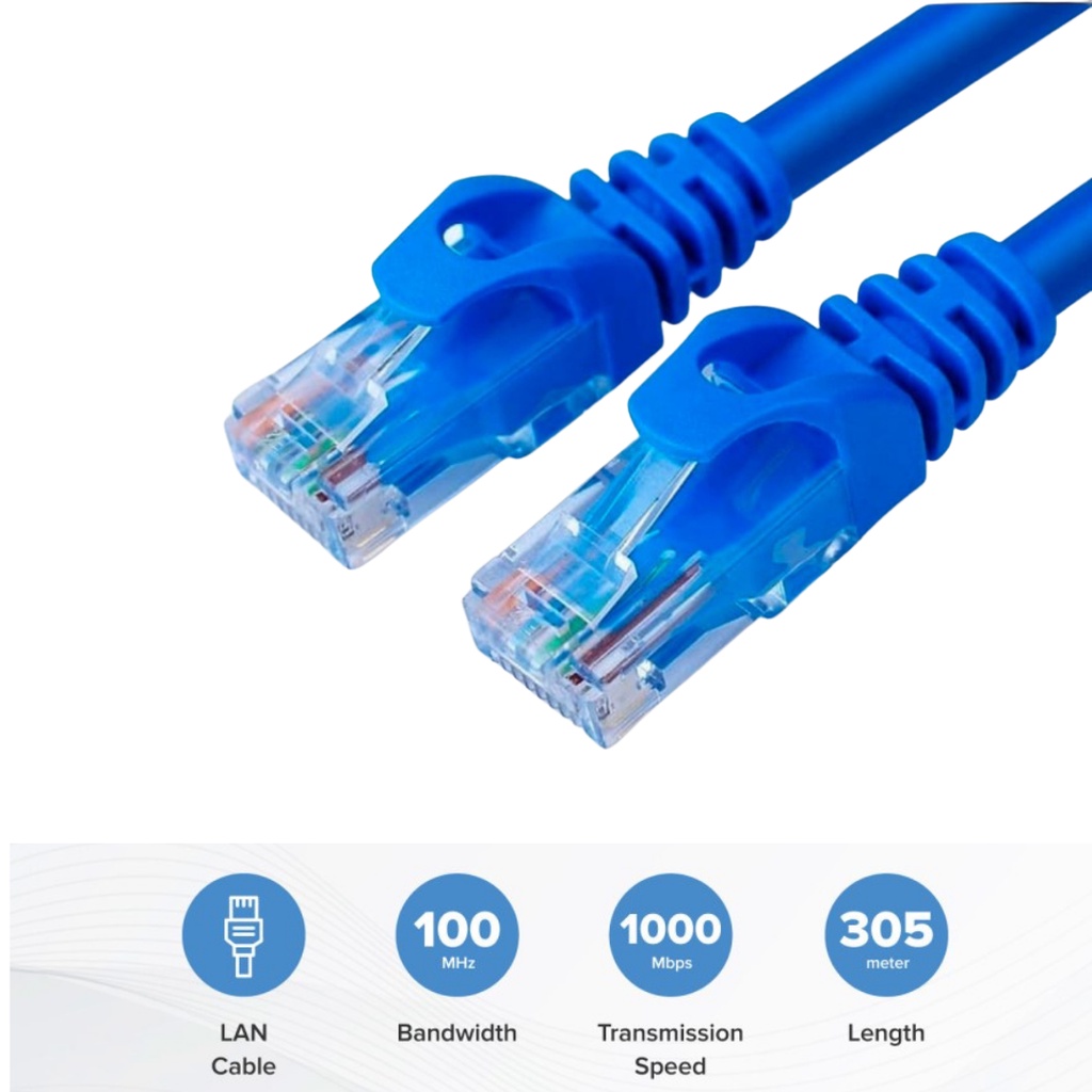 Jual Kabel Lan Cat 5E biru / Kabel internet LAN UTP RJ45 / Kabel LAN ...