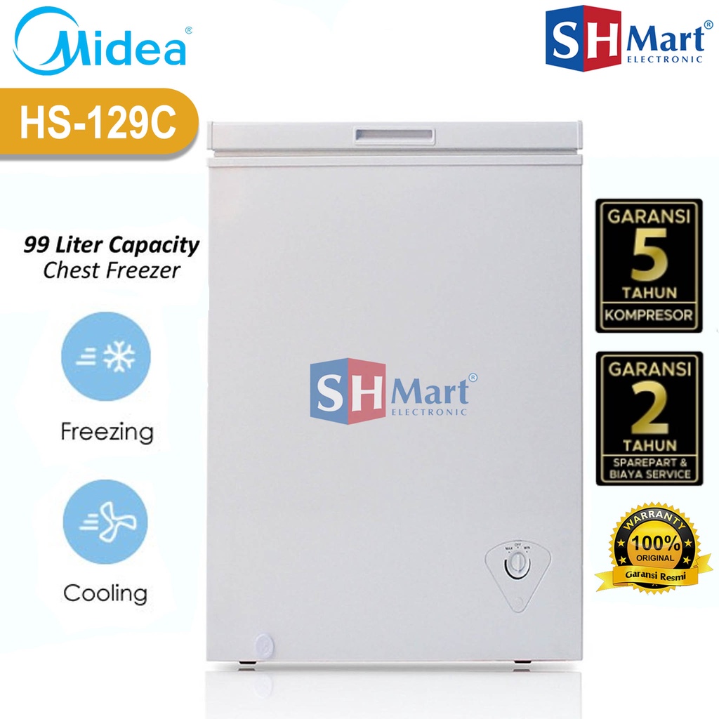 Jual CHEST FREEZER MIDEA KAPASITAS 100 LITER HS-129C / HS129C FREEZER ...