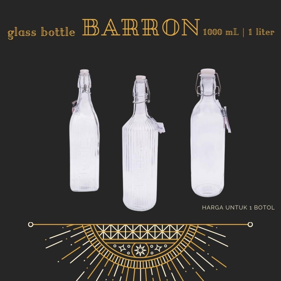 Jual BARRON Glass Bottle | Botol Kaca Cantik | Botol Kopi | Botol Susu ...