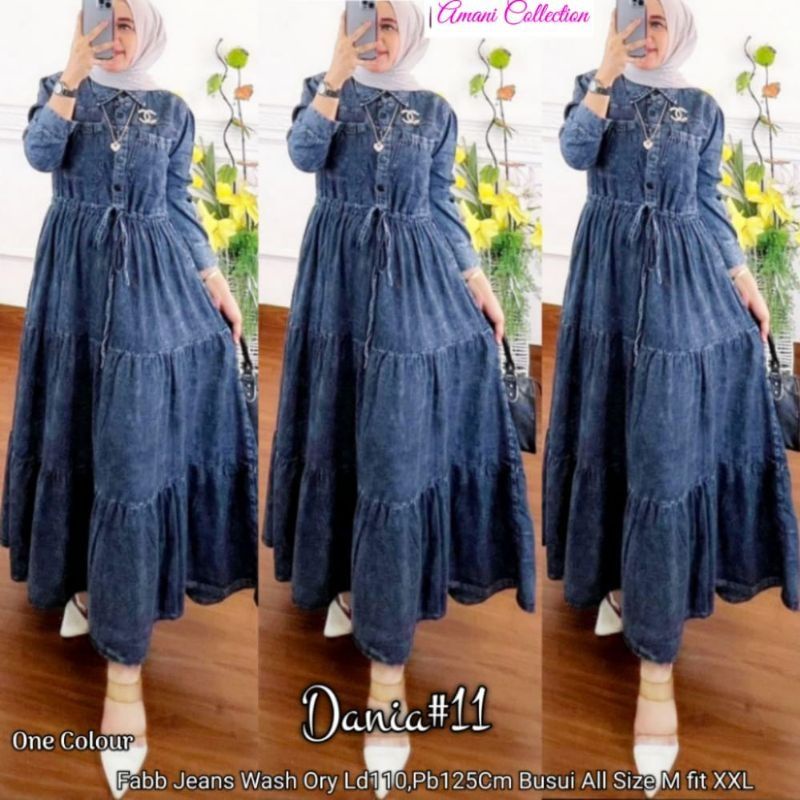 Jual Riska Nabila midi dress jumbo jeans wash (LABEL ZONYA) | Shopee ...