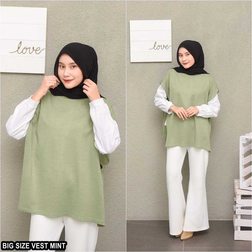 Jual NOUSKA - BIG SIZE VEST Rompi Rajut Korea Lucu Polos Korean Style ...