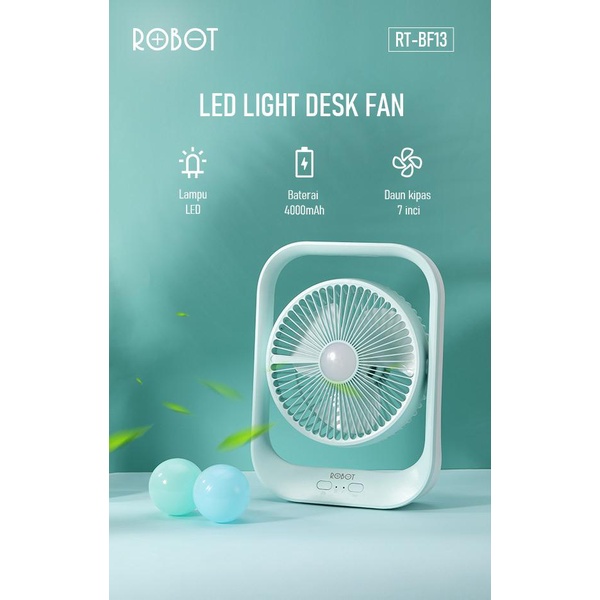 Jual KIPAS ANGIN MEJA ROBOT RT-BF13 7" BERPUTAR 300 DERAJAT FAN PORTABLE USB | Shopee Indonesia