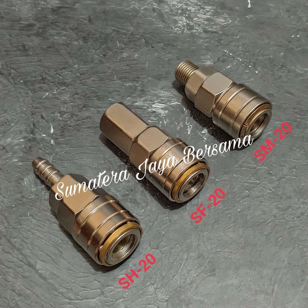 Jual Quick coupler angin one hand touch 1/4 SF SH SM 20 Nepel kopler ...