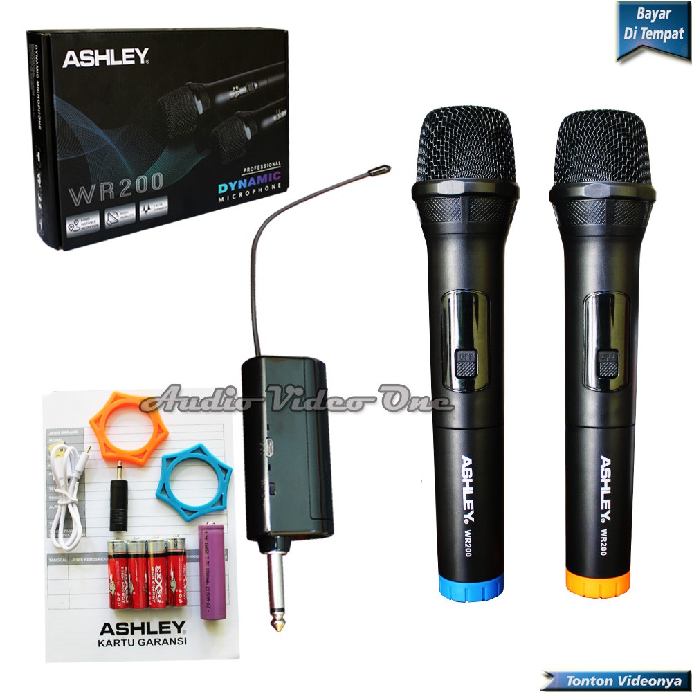 Jual Mic Wireless Ashley WR-200 Microphone Vocal 2 Handle Mik Karaoke ...
