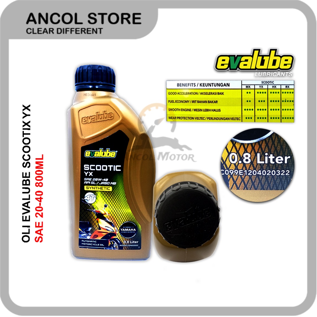 Jual Evalube Scootic Gold YX Oli Mesin Motor Matic Universal Oil 800ml ...